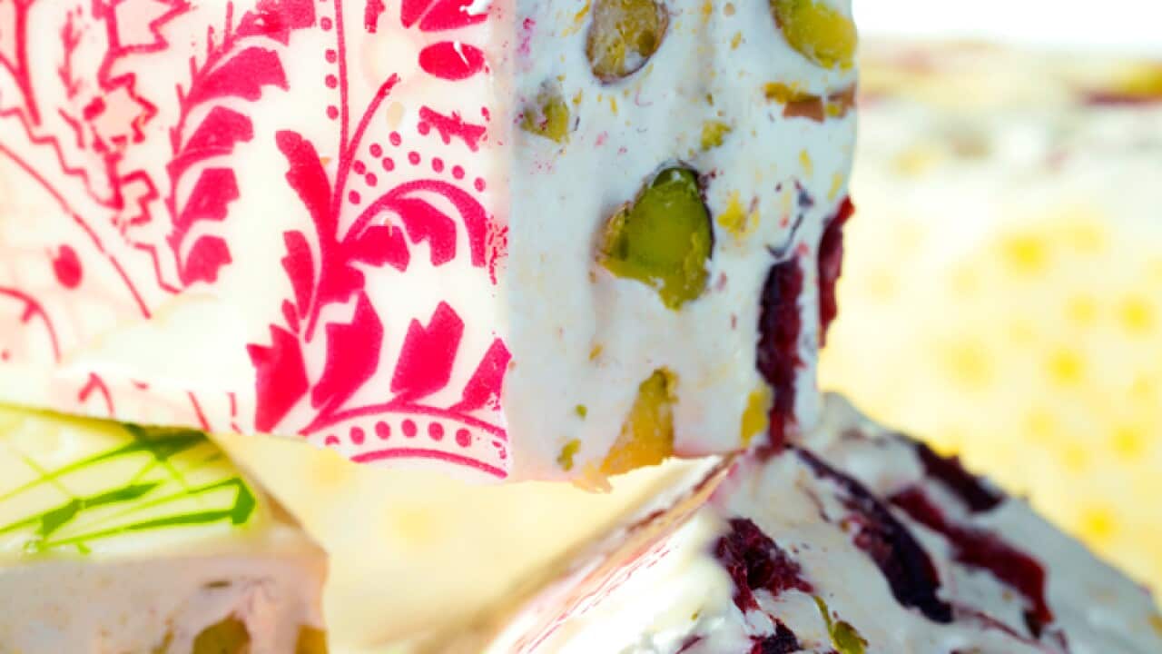 Pistachio, cranberry and honey nougat (nougat de Montpellier) recipe ...