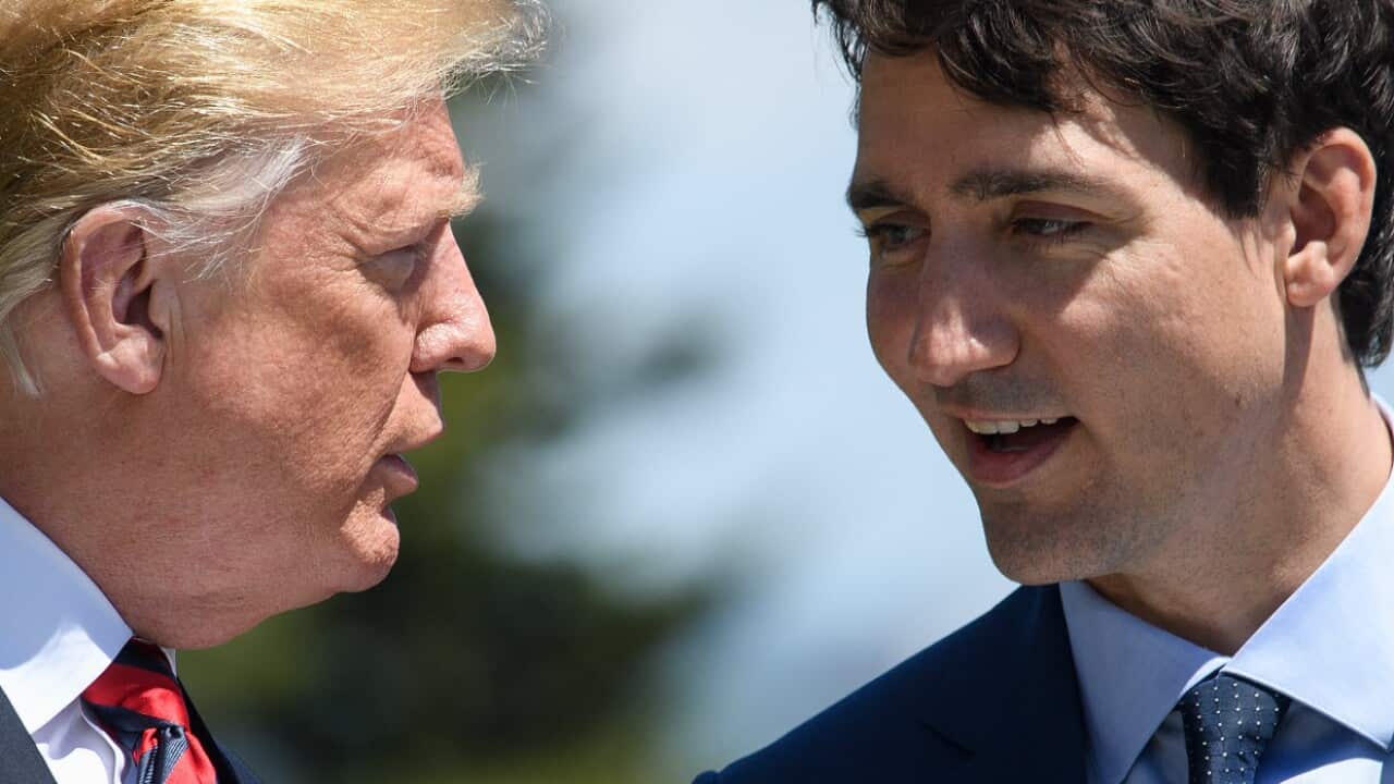 Canadian sports fans boo US anthem following new Trump tariffs | SBS News